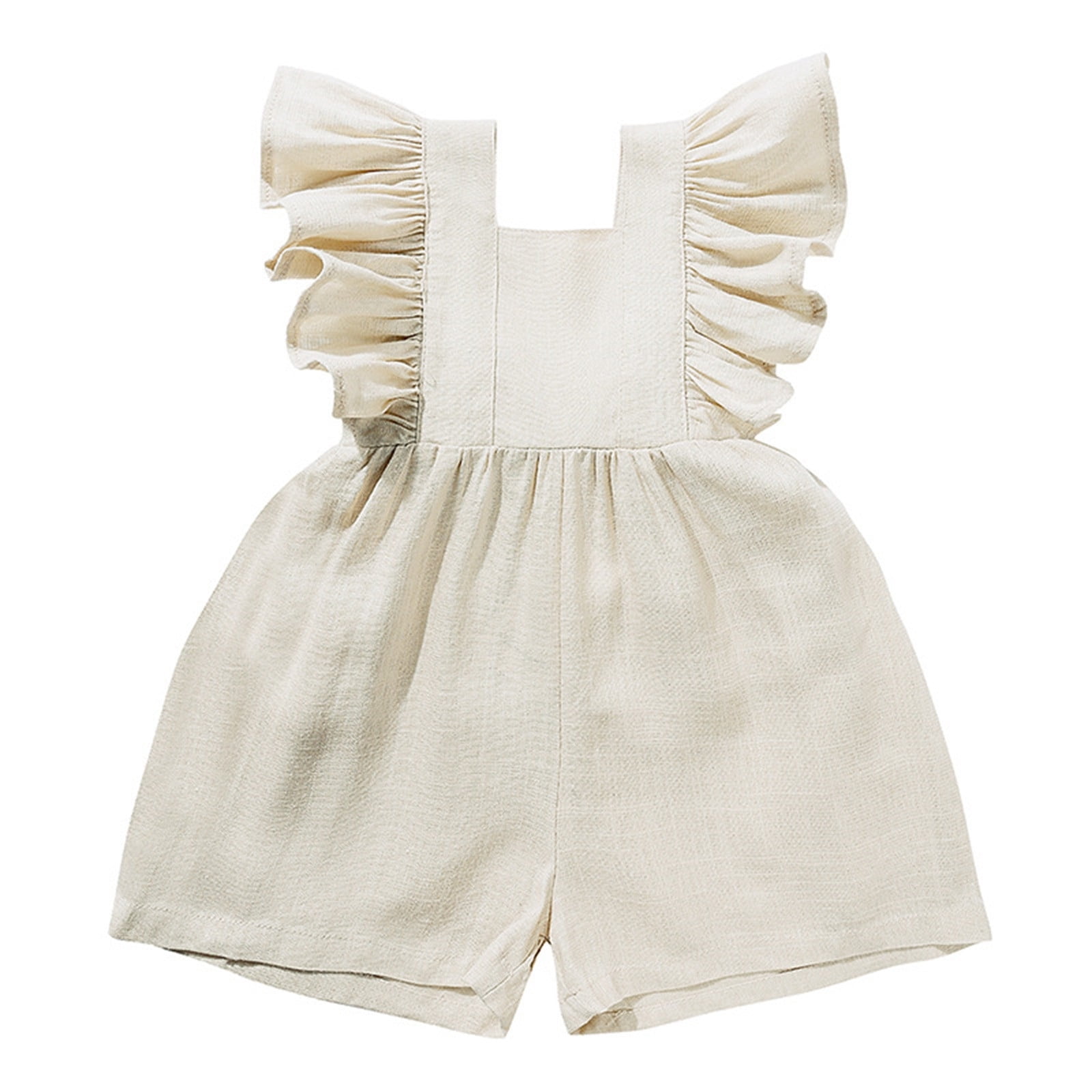 Baby Girl Romper Playsuits Ruffled Jumpsuit Fly Sleeve Romper Linen ...
