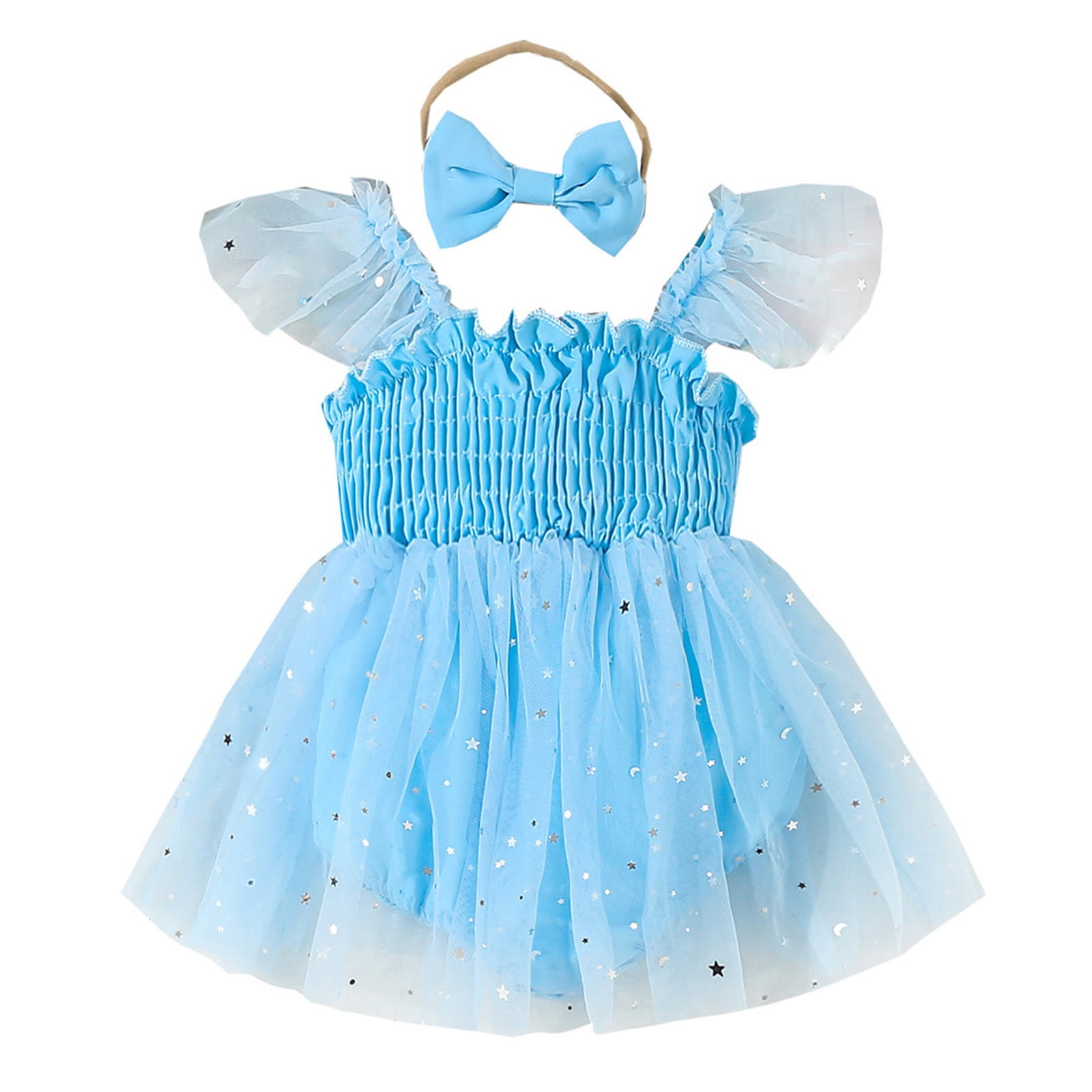 Baby Girl Romper Summer Fly Sleevel Prints Rompers Mesh One Piece ...