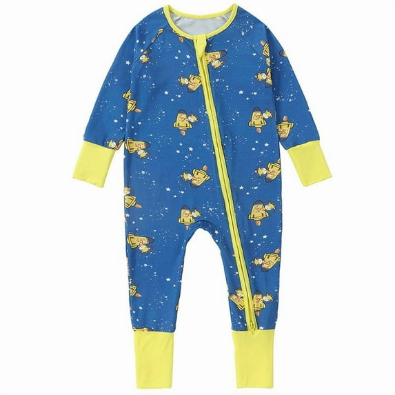 Baby Girl Rompers Toddler Fall Winter One Piece Zip Up Jumpsuit Christmas Shark Rocket Print ...