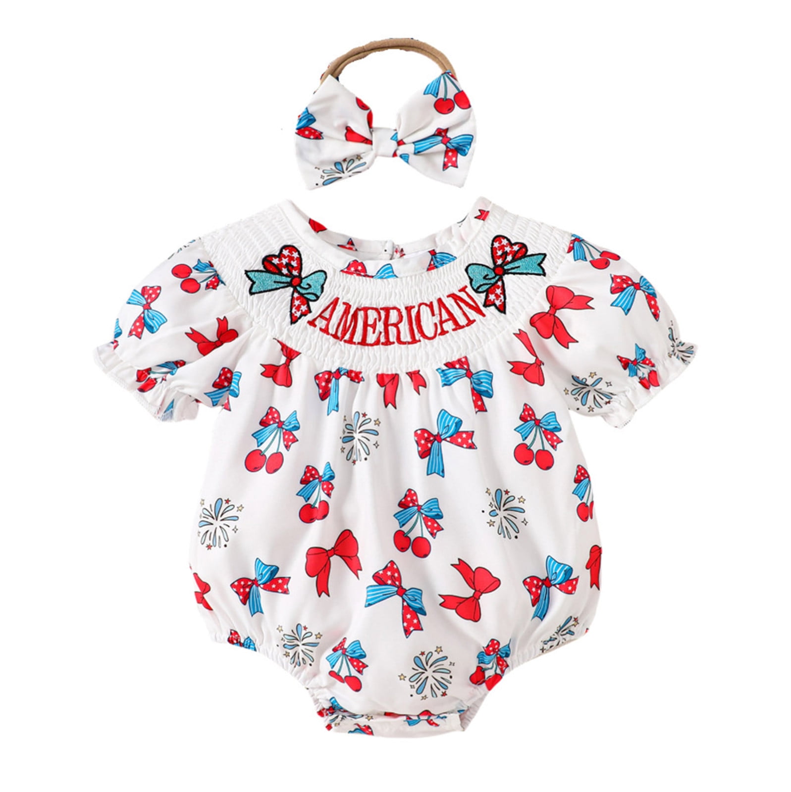 Baby Girl Rompers Short Sleeve Independence Day 4Th Of July Prints Romper Newborn Bodysuits Baby ...