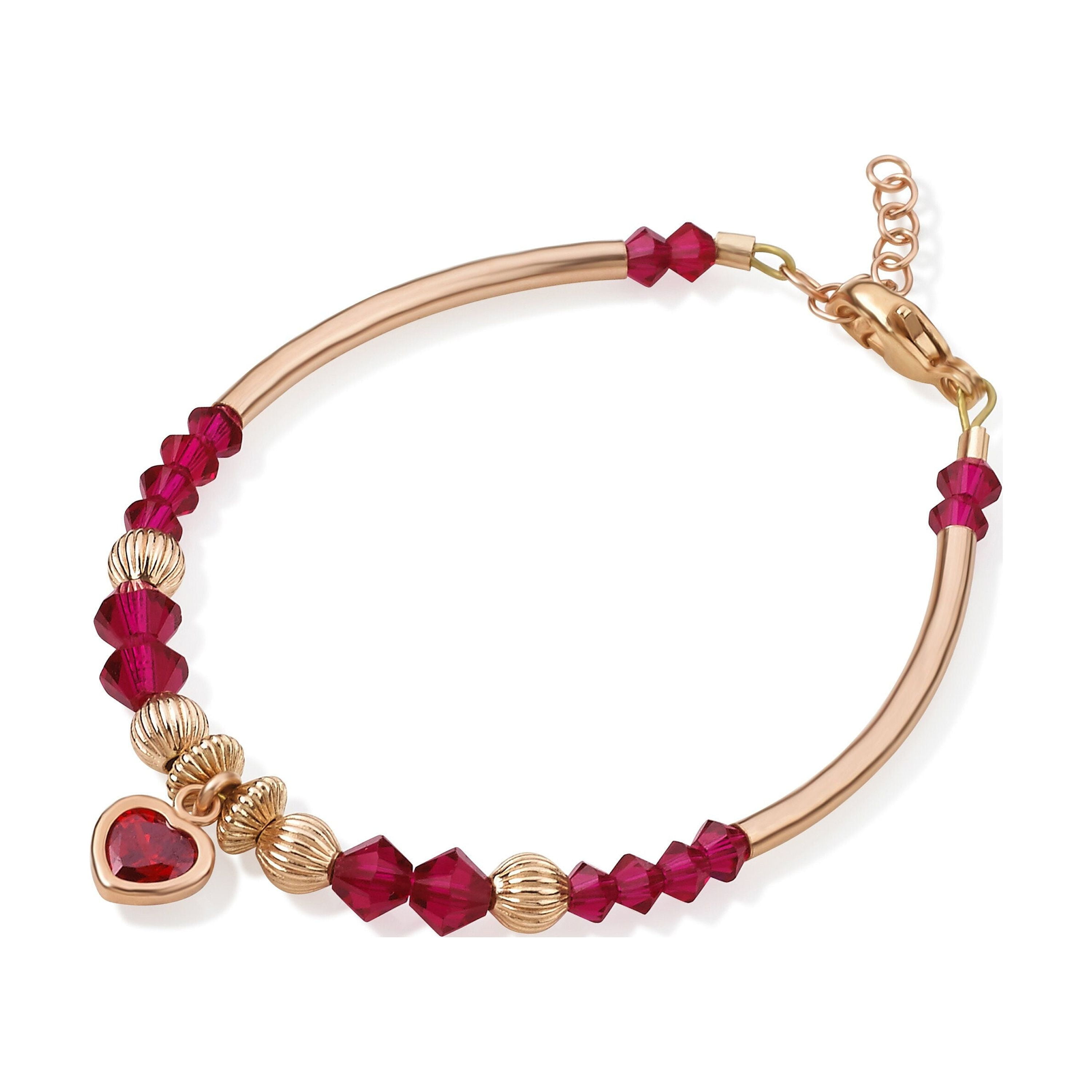 Baby Girl Rose Gold Banglet Bracelet | Ruby Heart Charm | Vintage ...