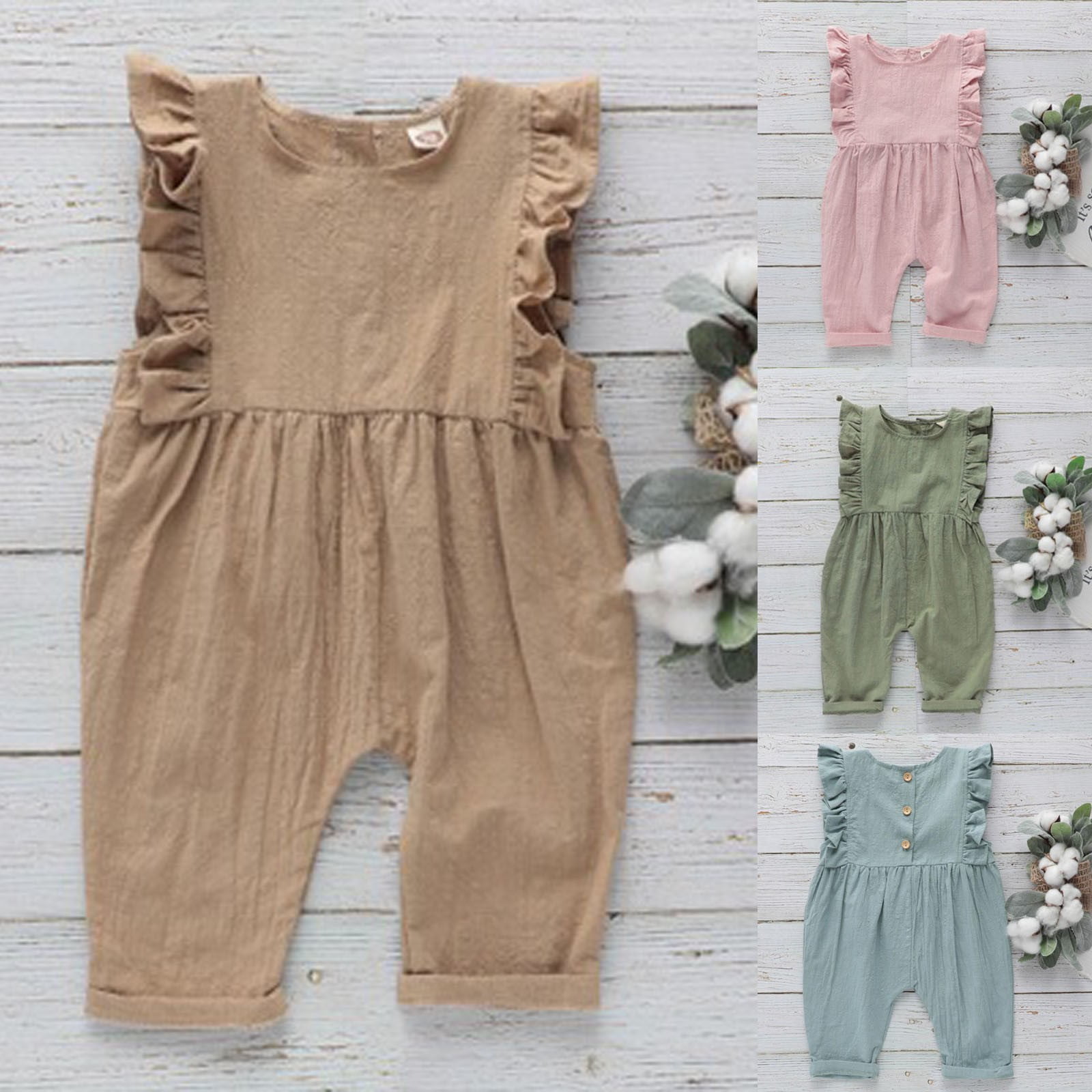 Baby Girl Ruffle Sleeveless Romper Comfortable Breathable Jumpsuit ...