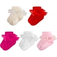 Baby Girl Ruffle Socks Eyelet Double Lace Turn Cuff Ankle Frilly Dress ...