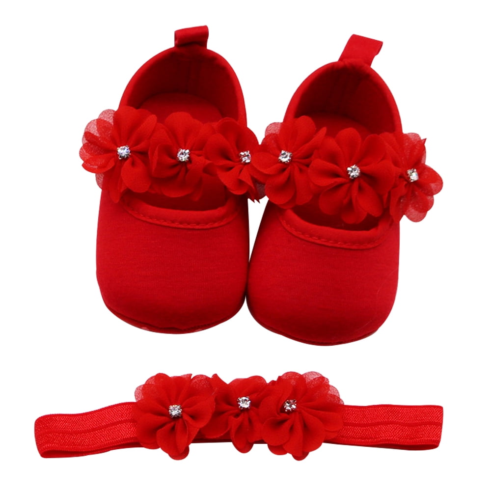 Baby Girl Shoes Soft Sole Floral Newborn Infant Mary Jane Flats Baptism Dresses Shoes Soled ...