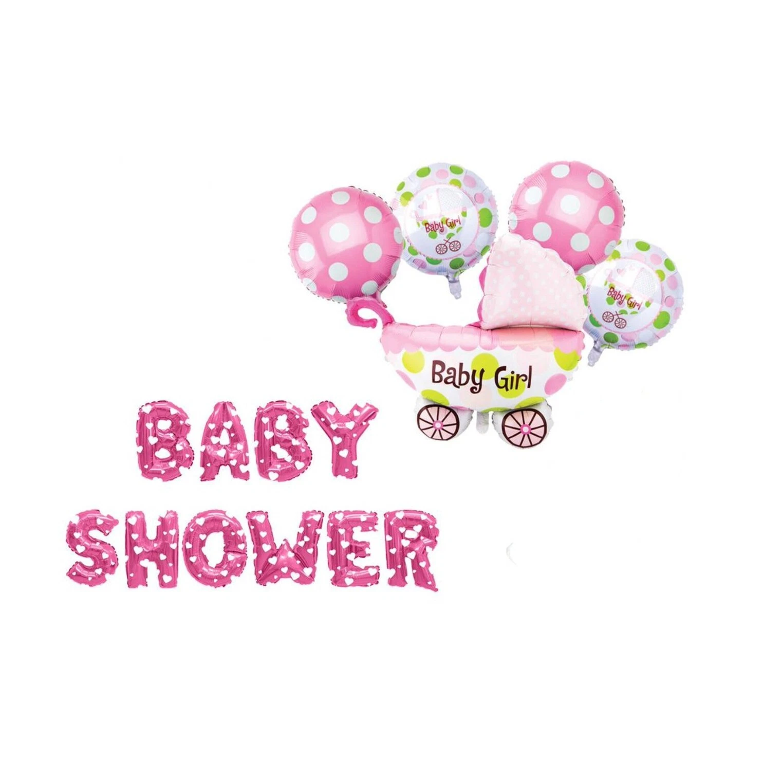 Baby Girl Shower Balloon Set, Blue Carriage & Letter Balloons, Party ...