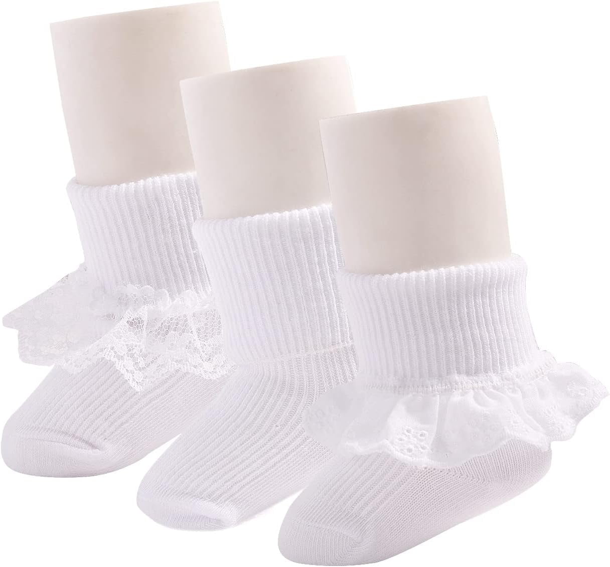 Baby Girl Socks Eyelet Turn Cuff Ruffle Lace Socks Dress Socks Newborn ...