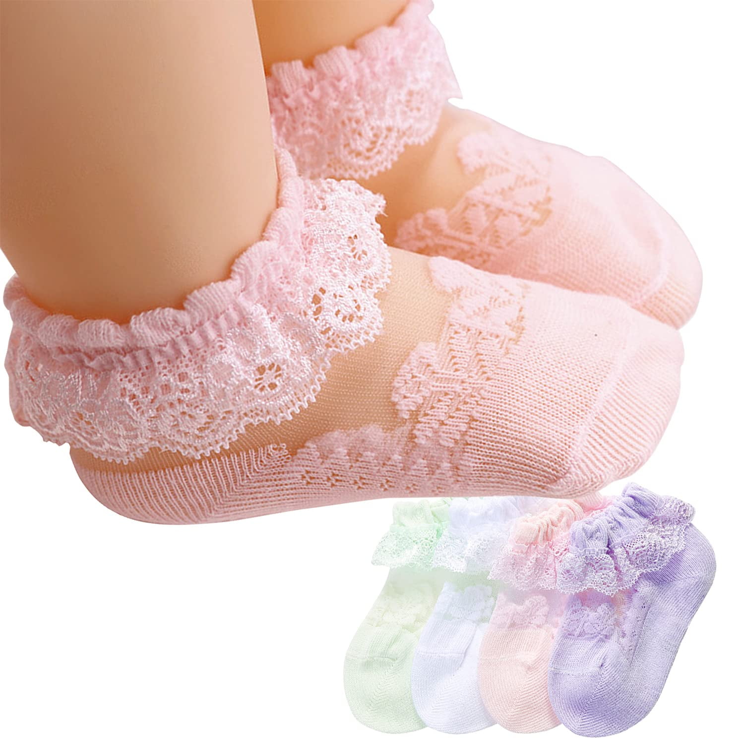 Baby Girl Socks Infant Toddler Ruffle Socks Princess Eyelet Frilly ...