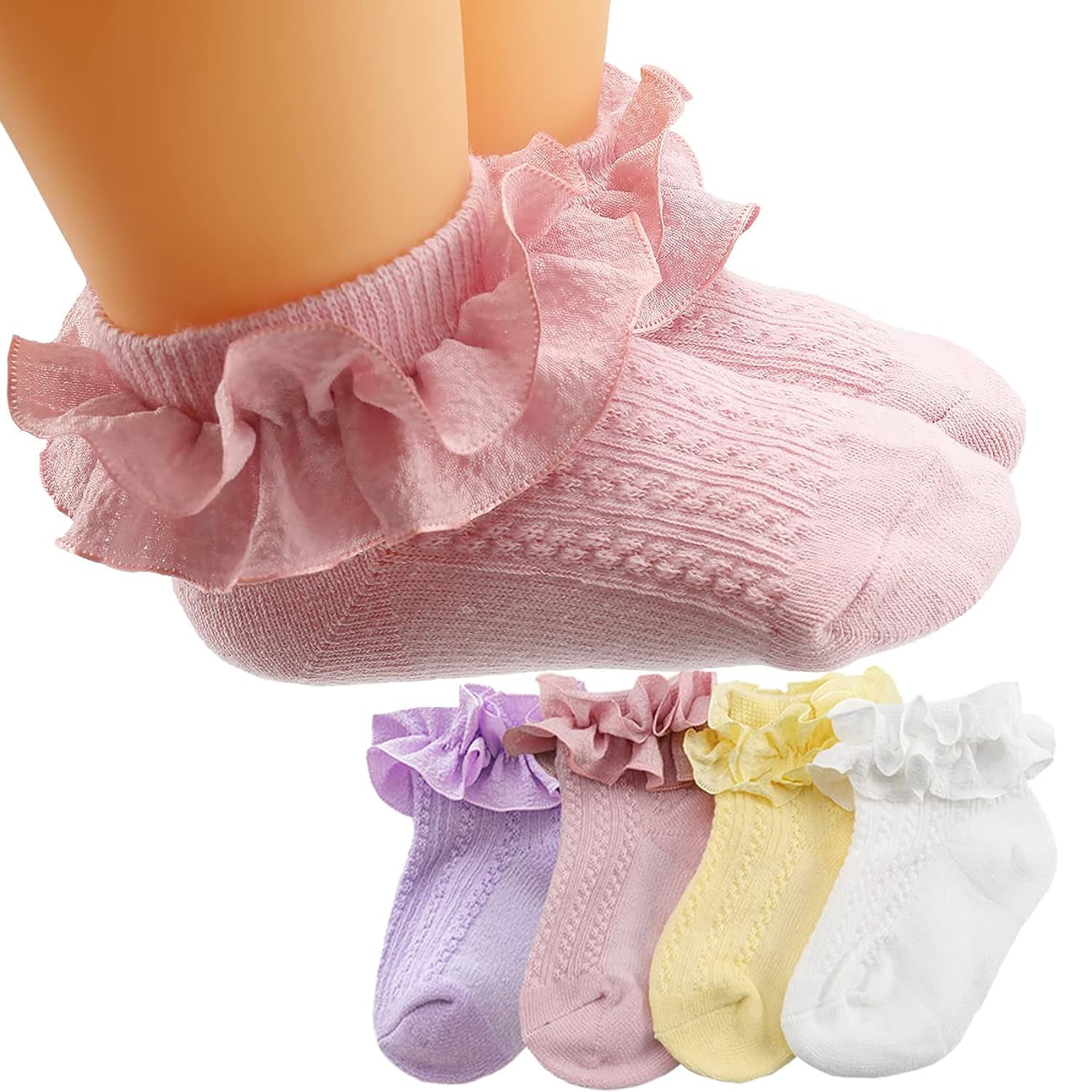 Baby Girl Socks Infant Toddler Ruffle Socks Princess Eyelet Frilly ...