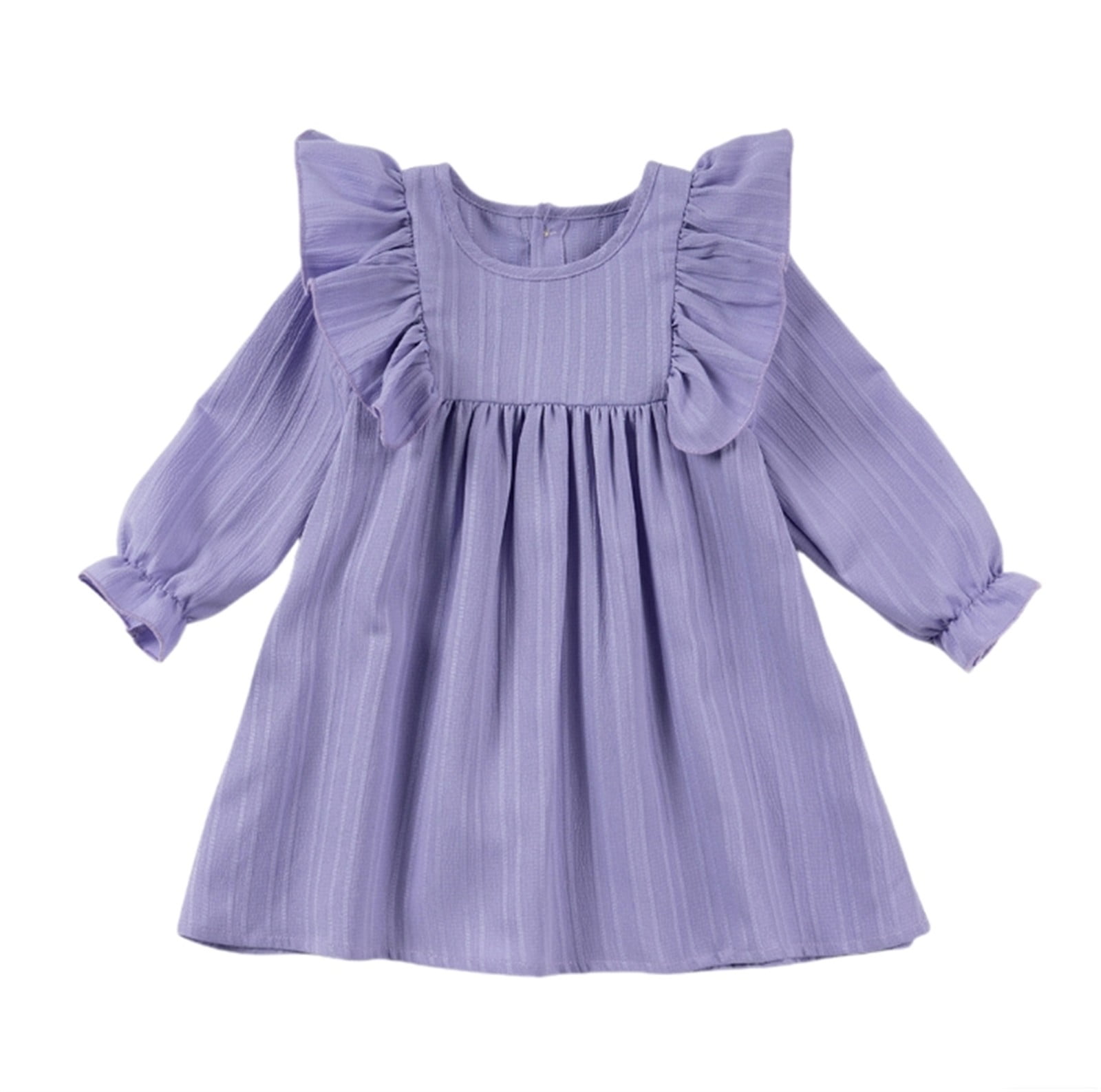 Baby Girl Spring Autumn Dress Solid Color Round Neck Long Sleeve ...
