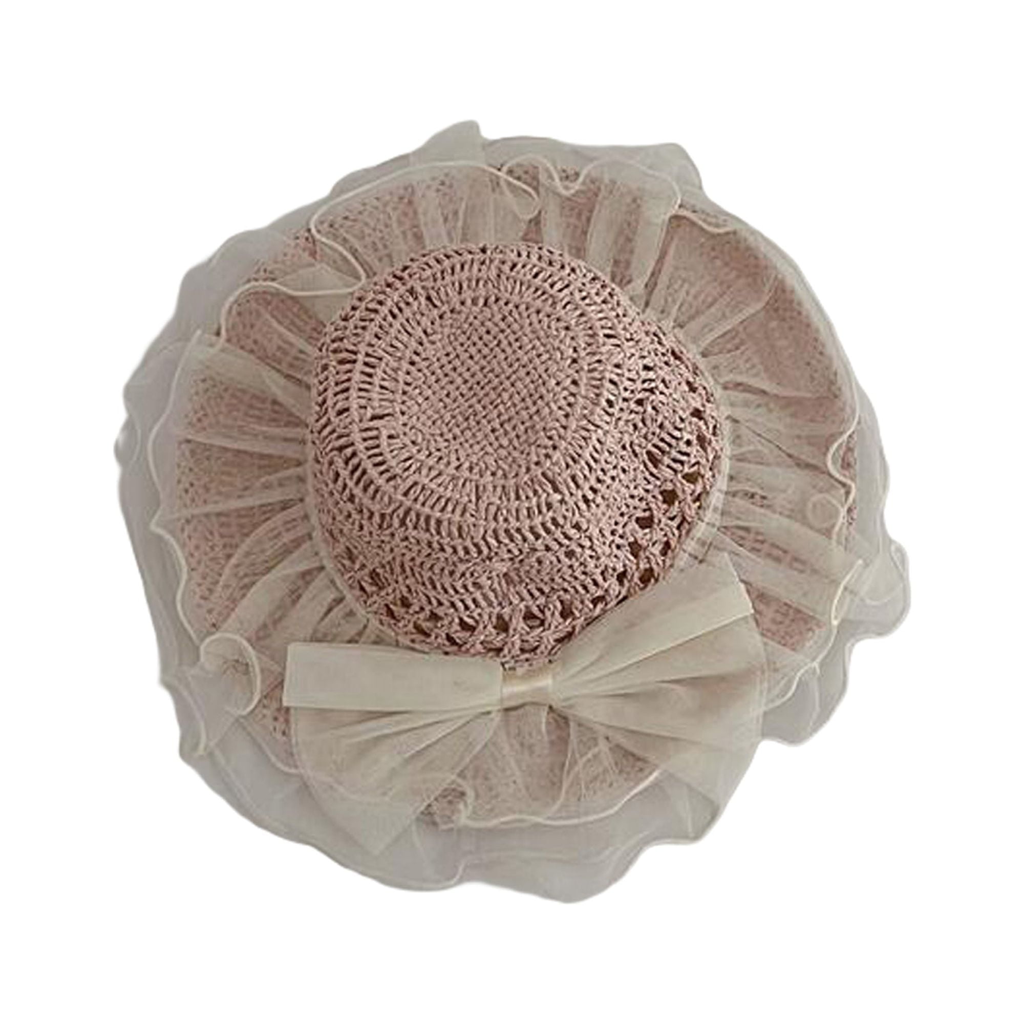 Baby Girl Straw Hat Lace Bow Wide Brim Sun Caps Summer Beach Hats ...