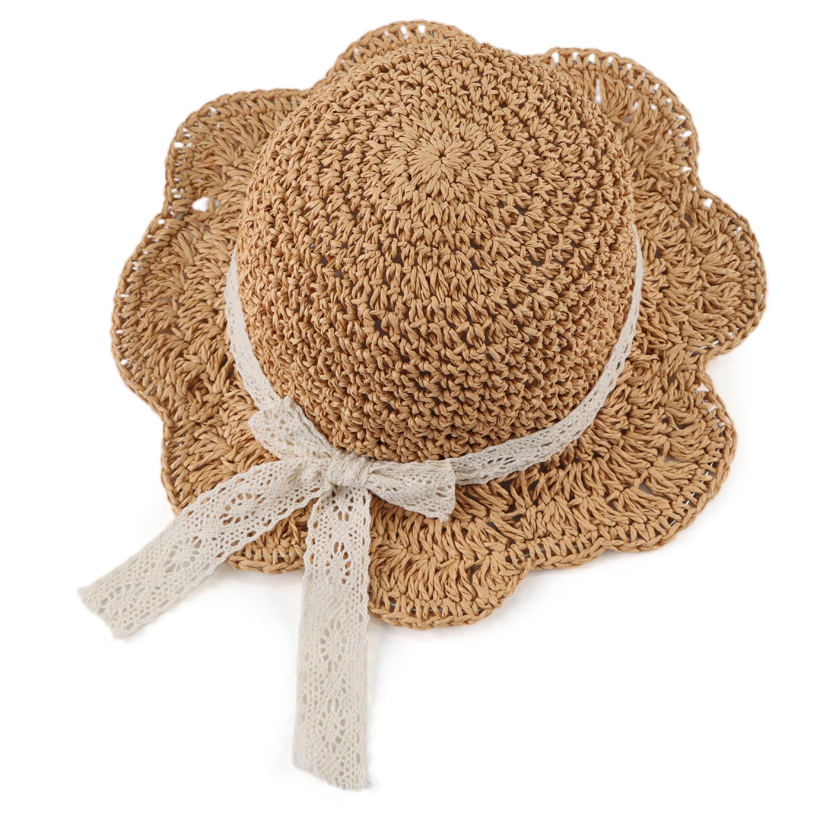 Baby Girl Straw Hat Outdoor Baby Sun Protection Hats Summer Bowknot ...