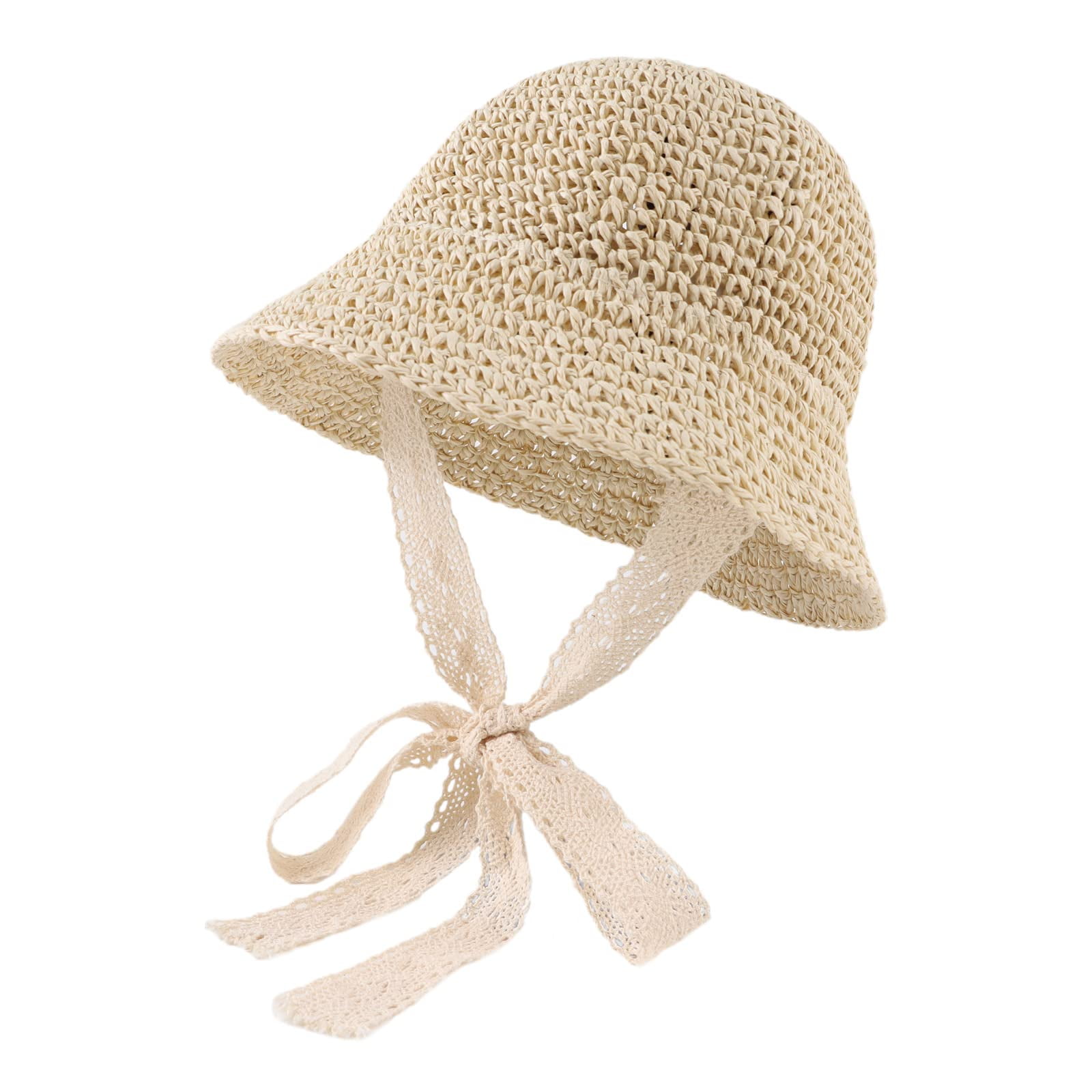 Baby Girl Straw Hat Outdoor Baby Sun Protection Hats Summer Bowknot ...