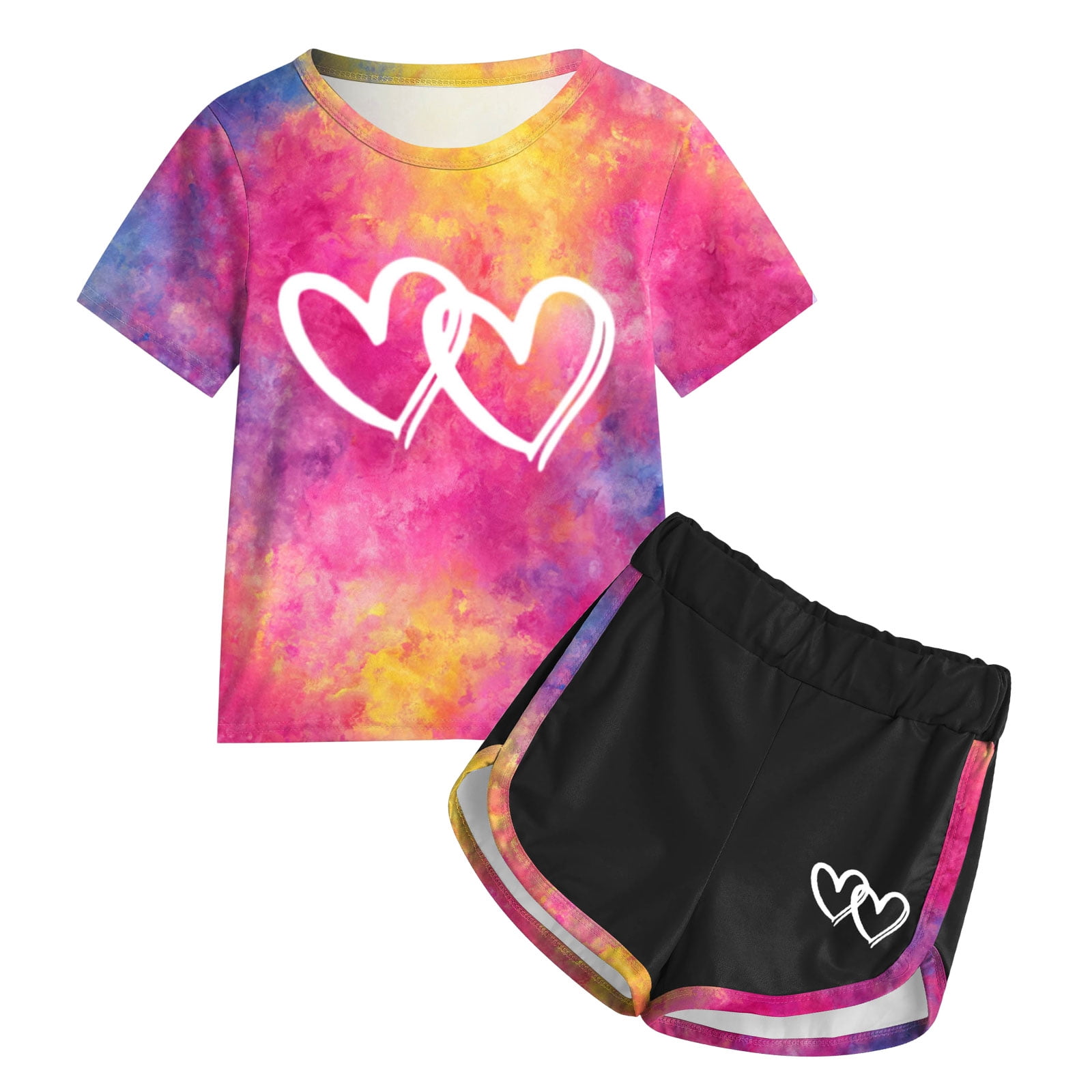 Baby Girl Summer Casual Outfits Fashionable Tie Dye Cute Love Printed ...