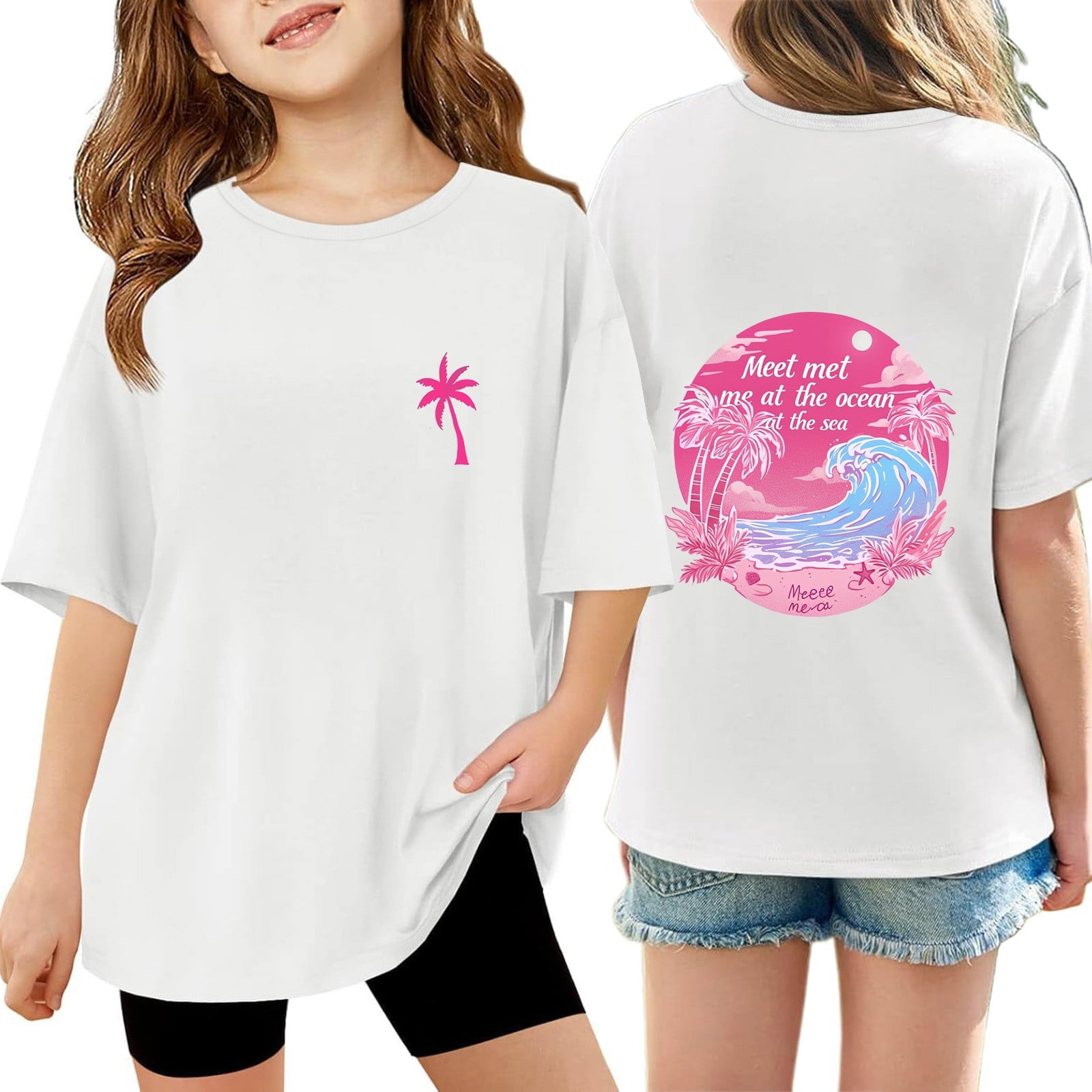 Baby Girl Summer Clothes Children's Summer Coconut Tree Print Shoulder ...