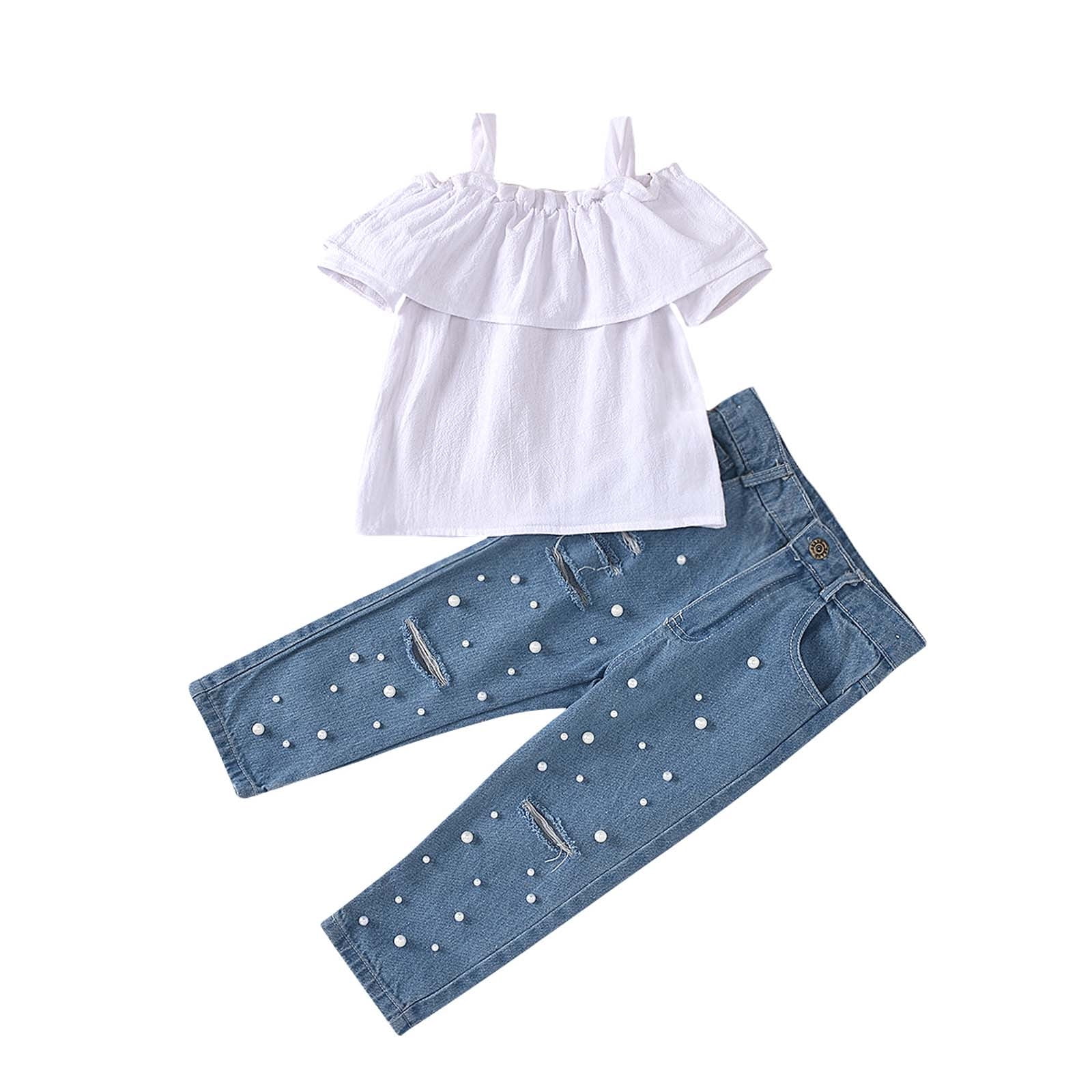 Baby Girl Summer Clothes Summer Clothes Stylish Girl's Two-piece Beaded ...