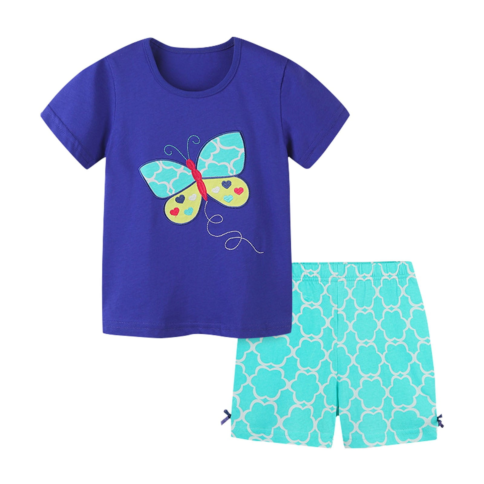 Baby Girl Summer Outfit Sets Children Short Sleeve Knitted Cotton Bird ...
