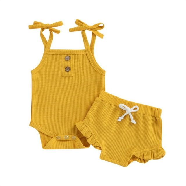 Baby Girl Summer Outfit Sets Newborn Infant Spring Solid Cotton ...