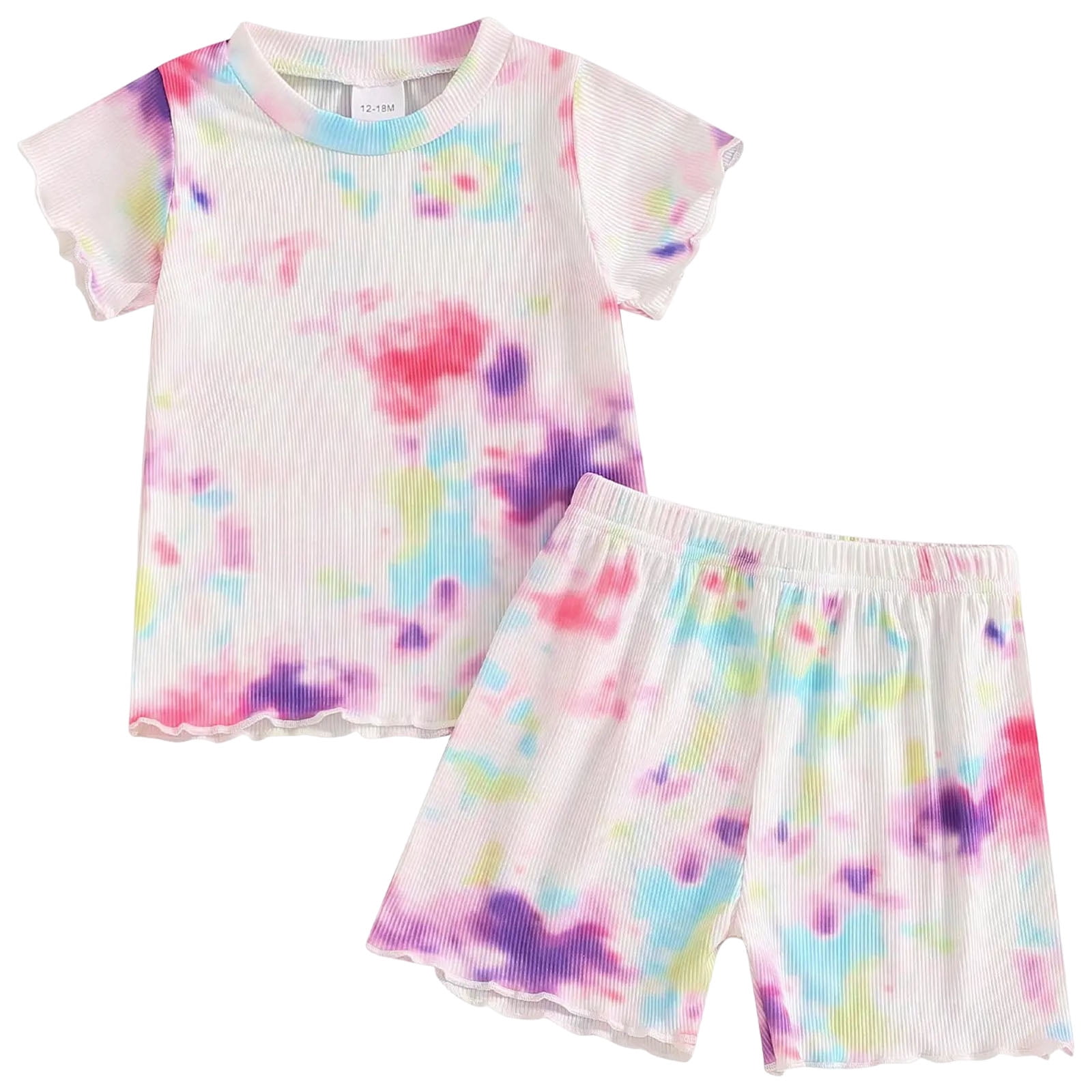 Baby Girl Summer Outfits Short Sleeve Lettuce Trim Floral Tops + Shorts ...