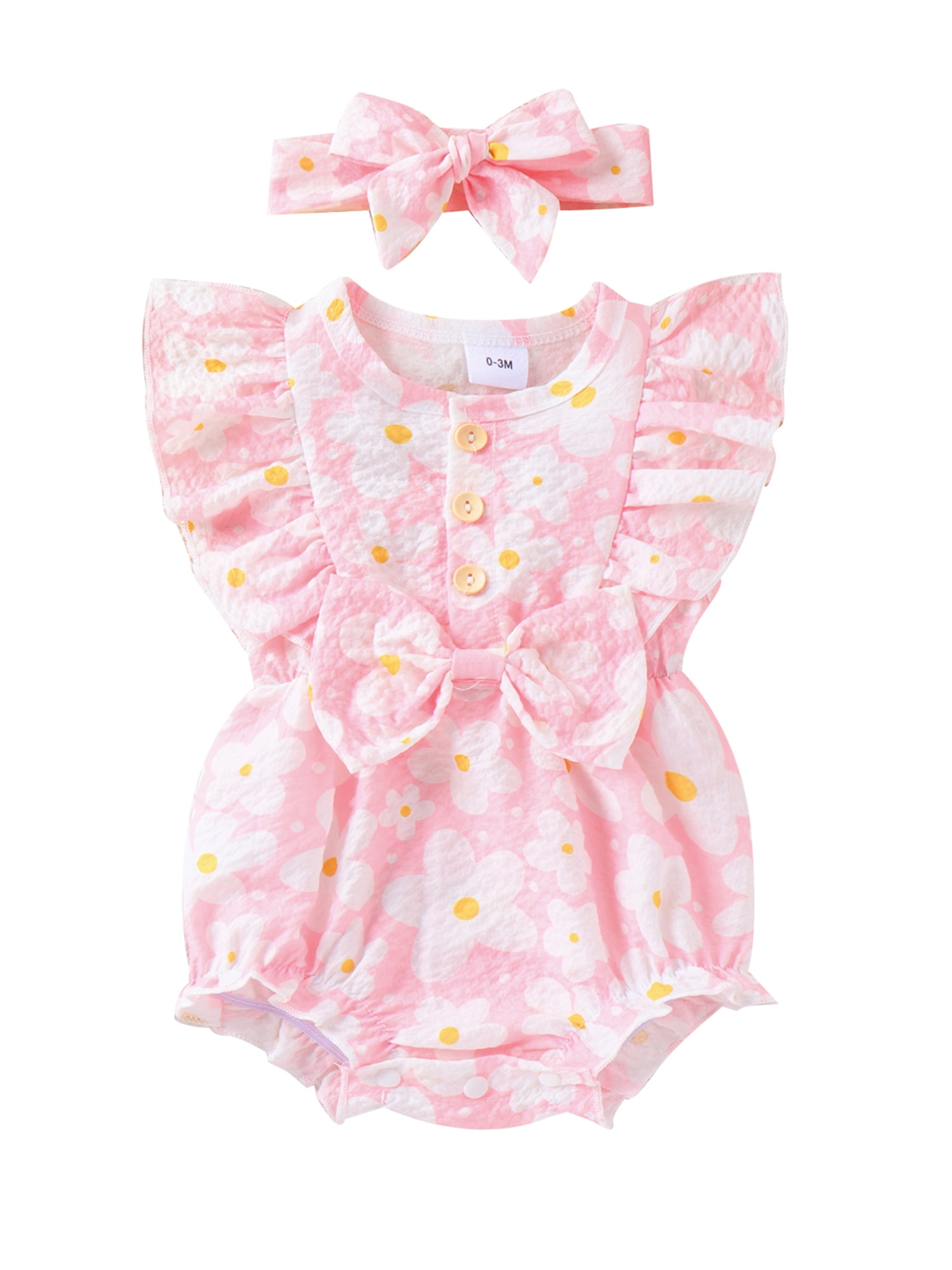 Baby Girl Summer Romper 3 6 9 12 18 Months Infant Clothes Floral Print Cute Bow Ruffles Bodysuit ...