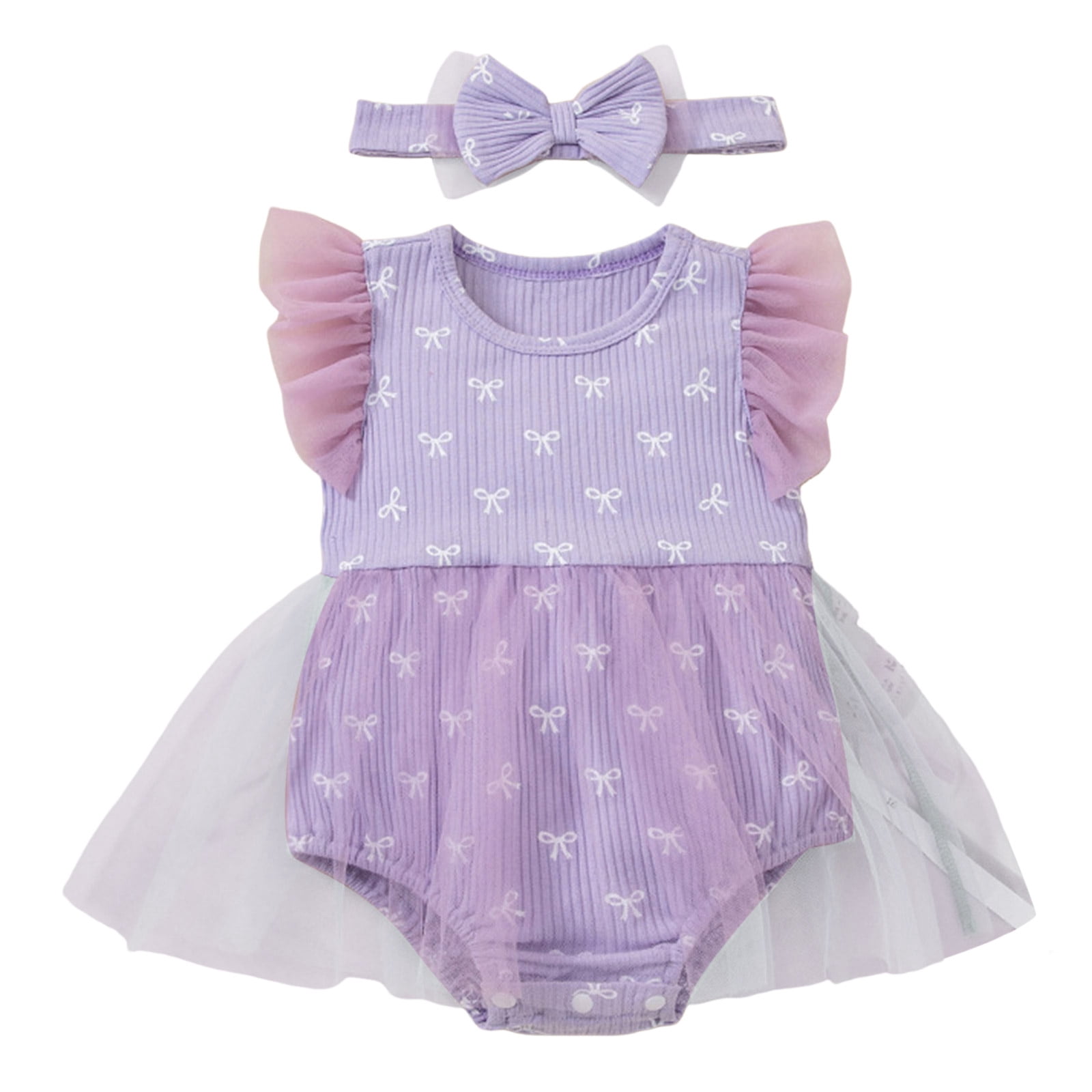Baby Girl Summer Romper Dress Fly Short Sleeve Bow Embroidery Mesh Lace ...