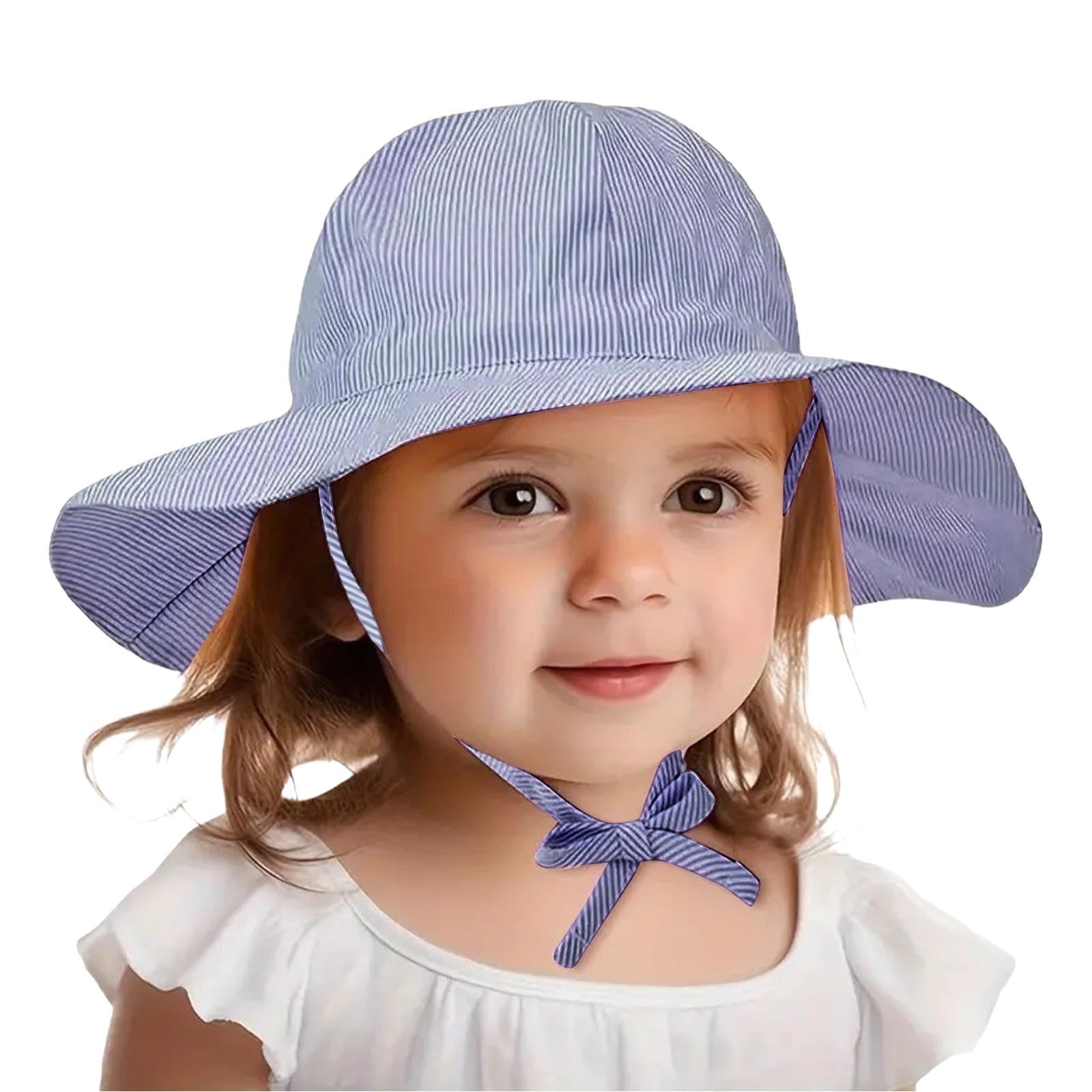 Baby Girl Sun Hat Striped Summer Beach Hats UPF 50+ Toddler Cap Wide ...