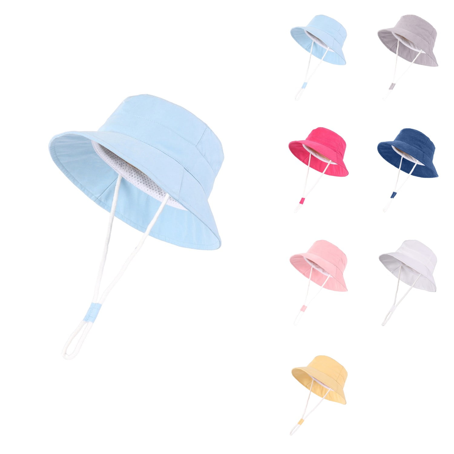 Baby Girl Sun Hat with UPF 50+ Protection, Adjustable Wide Brim Bucket ...