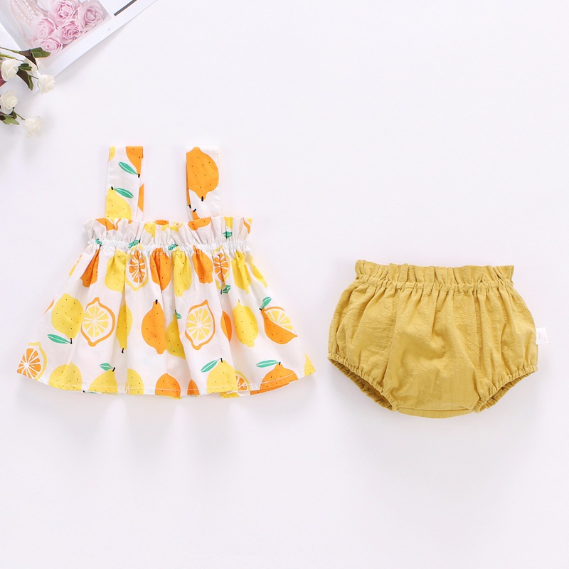 Baby Girl Sunflower Print Sling Set Summer Cool Suits Sleeveless Casual ...