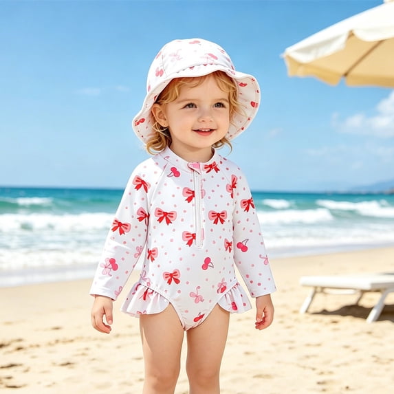 Baby Girl Swimsuit 12-18 Months Ruffled Styles Floral Quick-Drying Upf ...