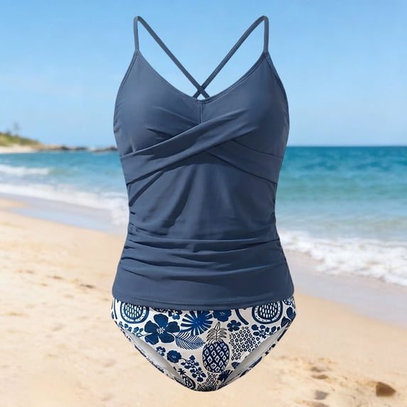 Baby Girl Swimsuit Crisscross Ruched 2 Piece Floral Print Swimsuit with ...