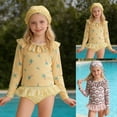 Baby Girl Swimsuit Floral Print Long Sleeve Rash Guard and Swim Bottom ...