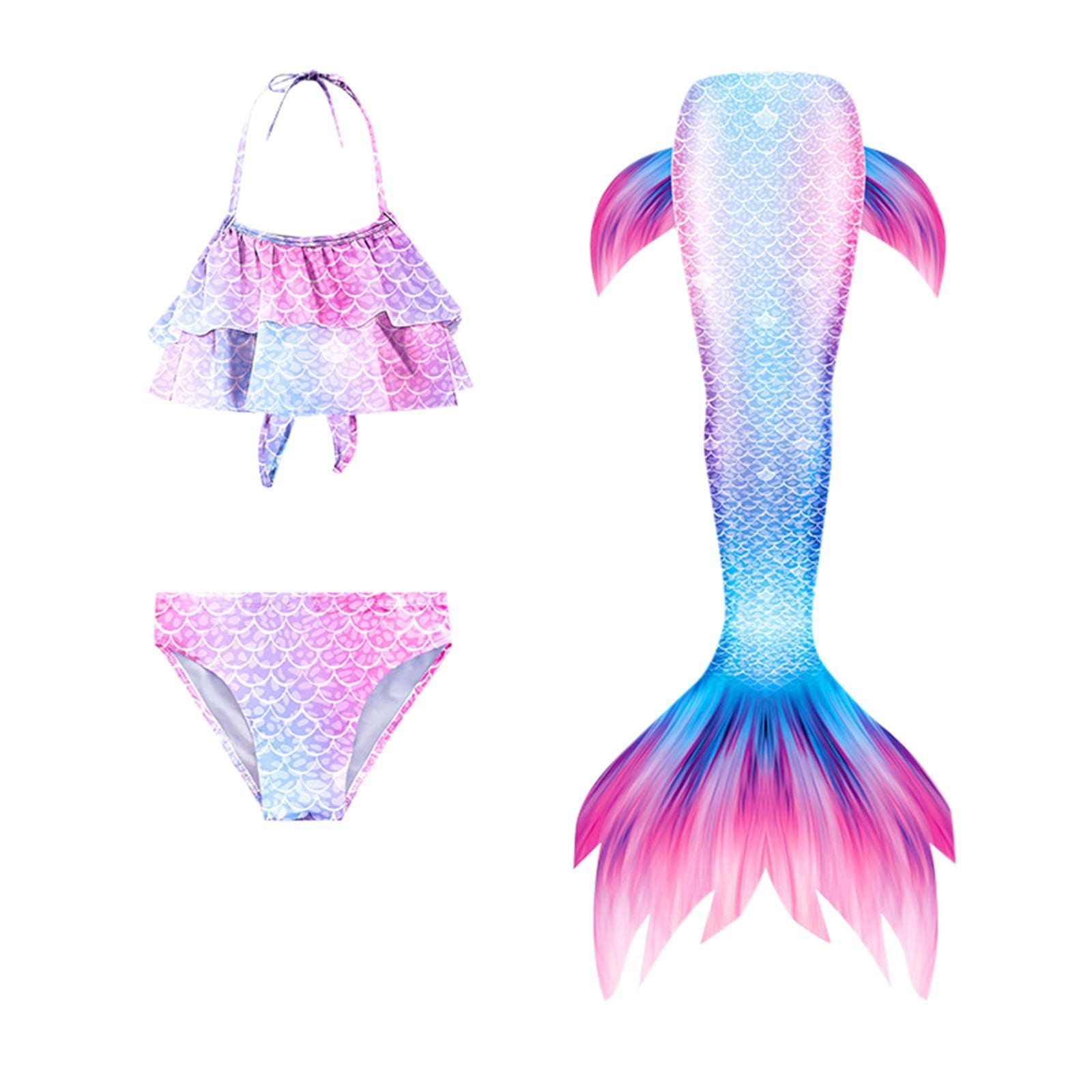 Baby Girl Swimsuit Halter Ruffles Flounce Printed Bikini Set Bikini ...