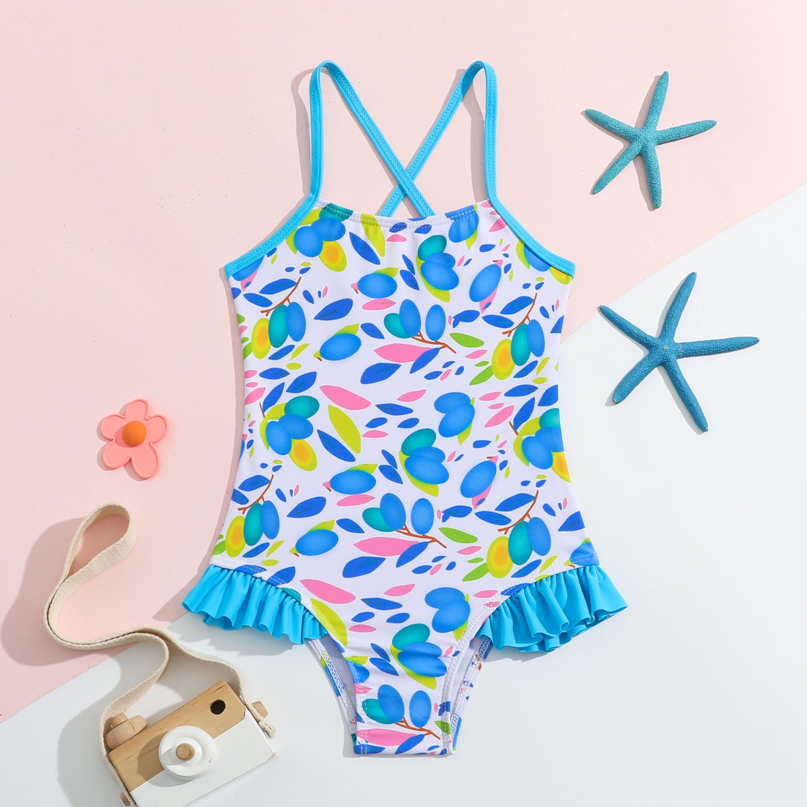Baby Girl Swimwear Kids Swimsuit With Ruffles Small Fresh Baby Triangle ...