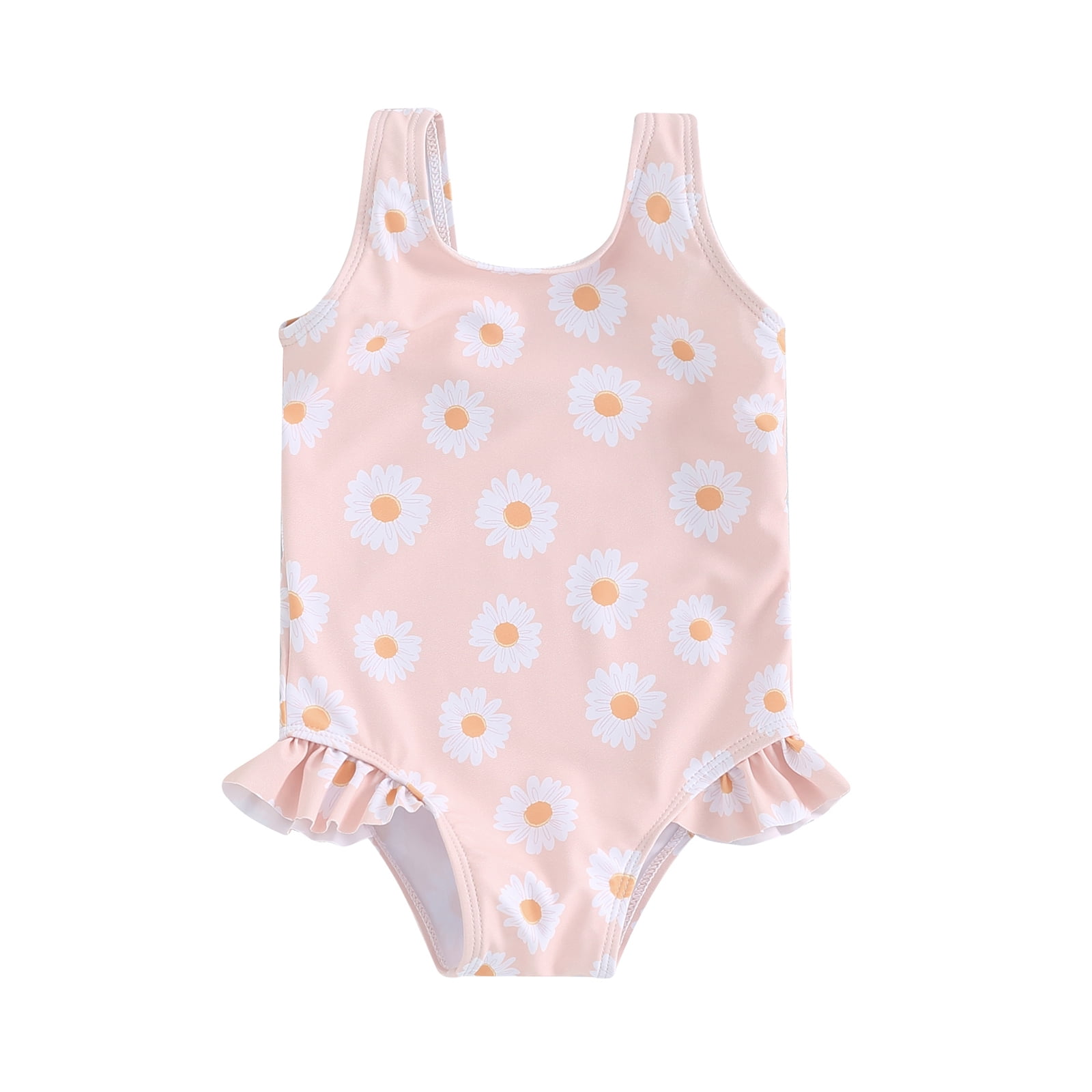 Baby Girl Swimwear Summer Floral Print Sleeveless Ruffle Monokini ...