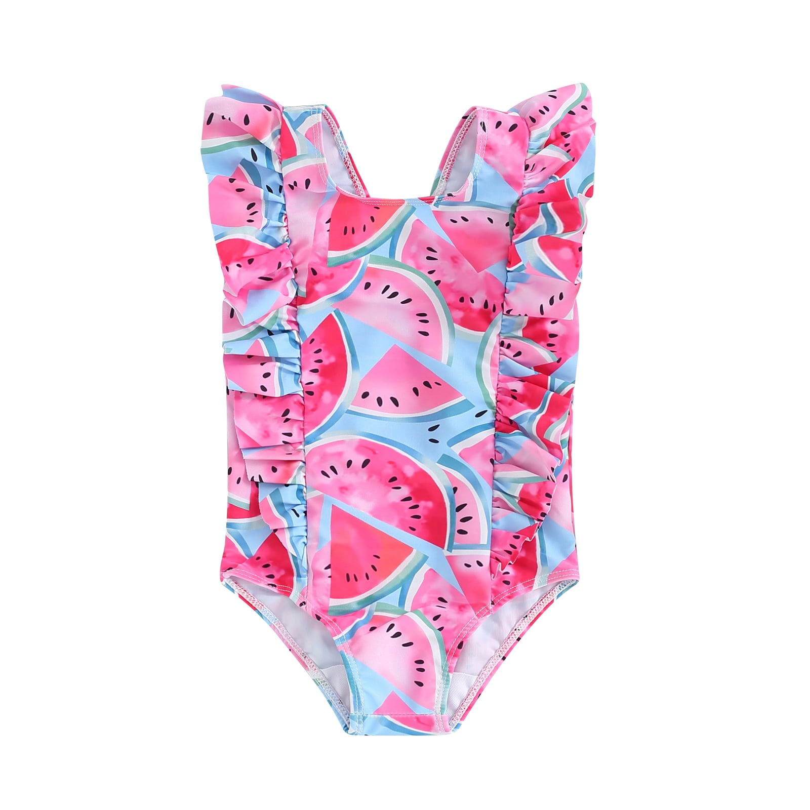 Baby Girl Swimwear Summer Watermelon Print Ruffle Monokini Swimsuits ...
