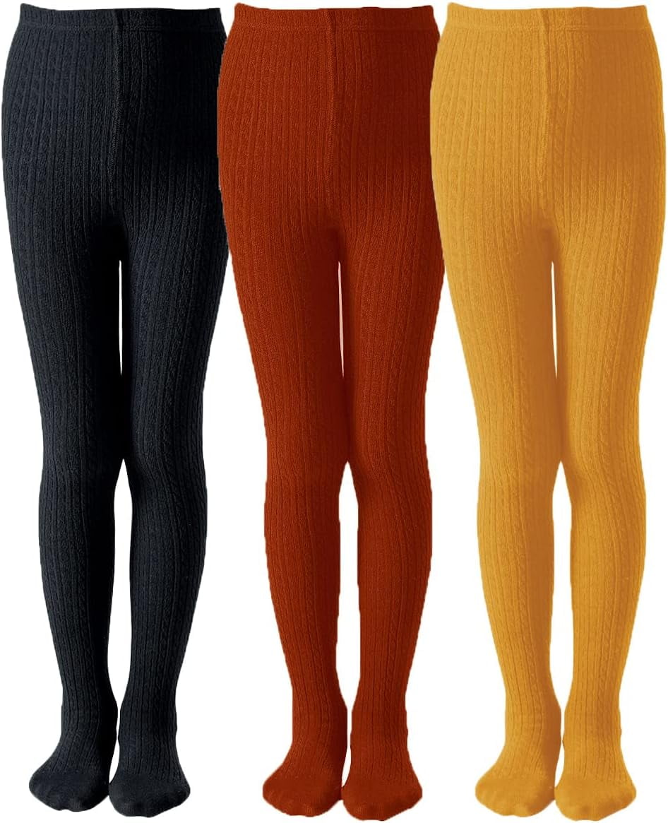 Baby Girl Tights Thick Cable Knit Leggings Seamless Cotton Toddler ...