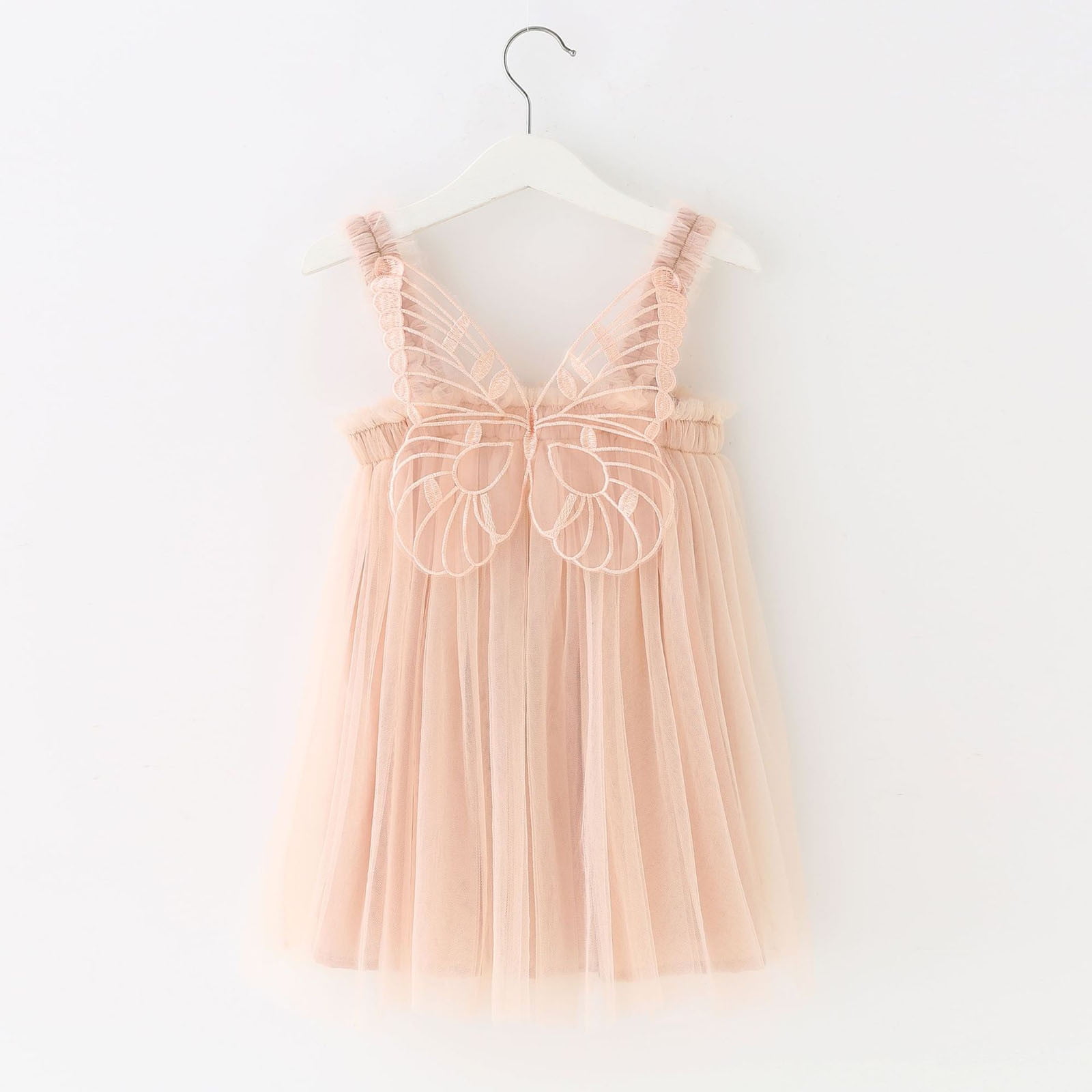 Baby Girl Tulle Dress A-Line Beige Dress for Girls Sleeveless Princess ...