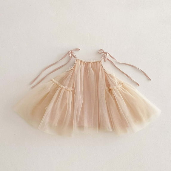 Baby Girl Tulle Dress A-Line Beige Girls Dress Sleeveless Princess ...
