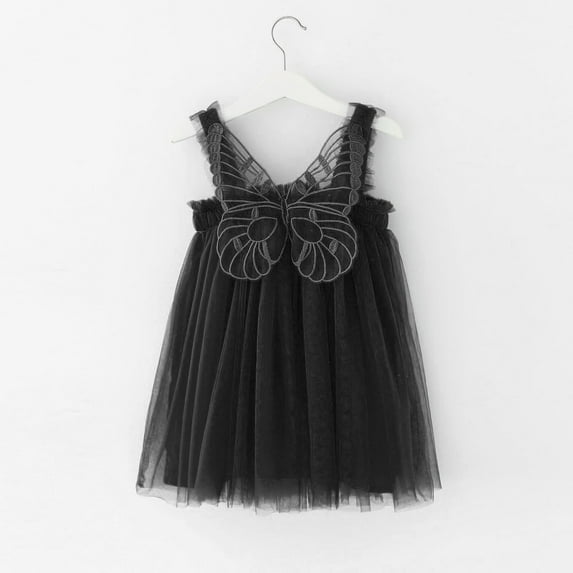 Baby Girl Tulle Dress A-Line Black Dress Sleeveless Princess Butterfly ...
