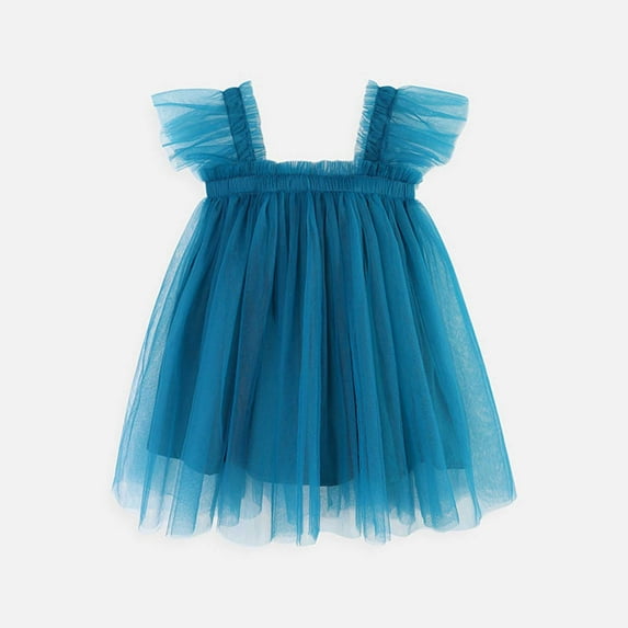 Baby Girl Tulle Dress A-Line Blue Dresses for Girls Sleeveless Princess ...