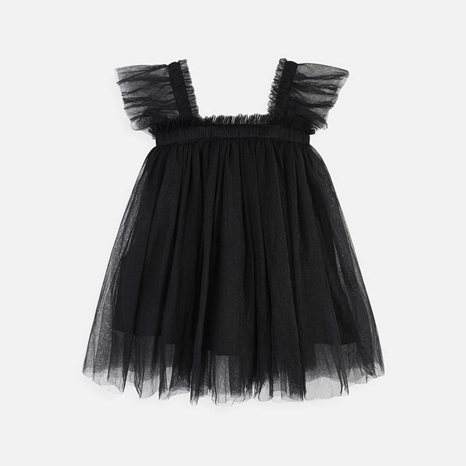 Baby Girl Tulle Dress A-Line Flower Girl Dress Black Sleeveless ...