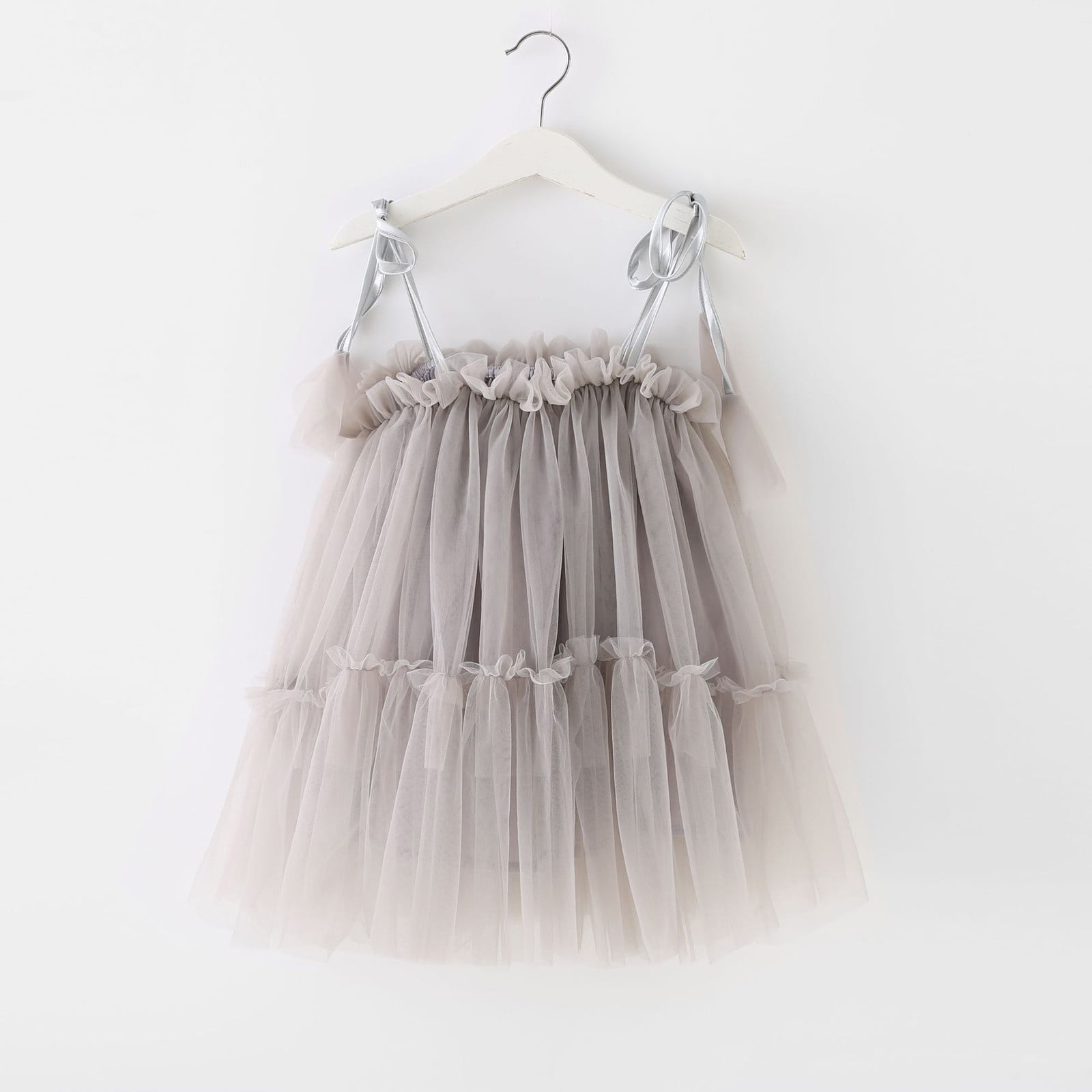 Baby Girl Tulle Dress A-Line Flower Girl Dress Grey Sleeveless Princess ...
