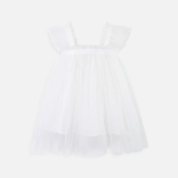 Baby Girl Tulle Dress A-Line Flower Girl Dress White Sleeveless ...