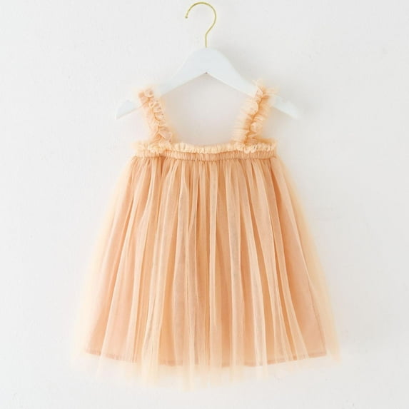 Baby Girl Tulle Dress A-Line Girls Brown Dress Sleeveless Princess ...