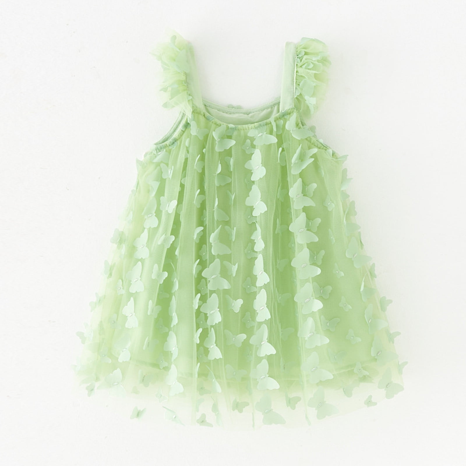 Baby Girl Tulle Dress A-Line Girls Green Dress Sleeveless Butterfly ...