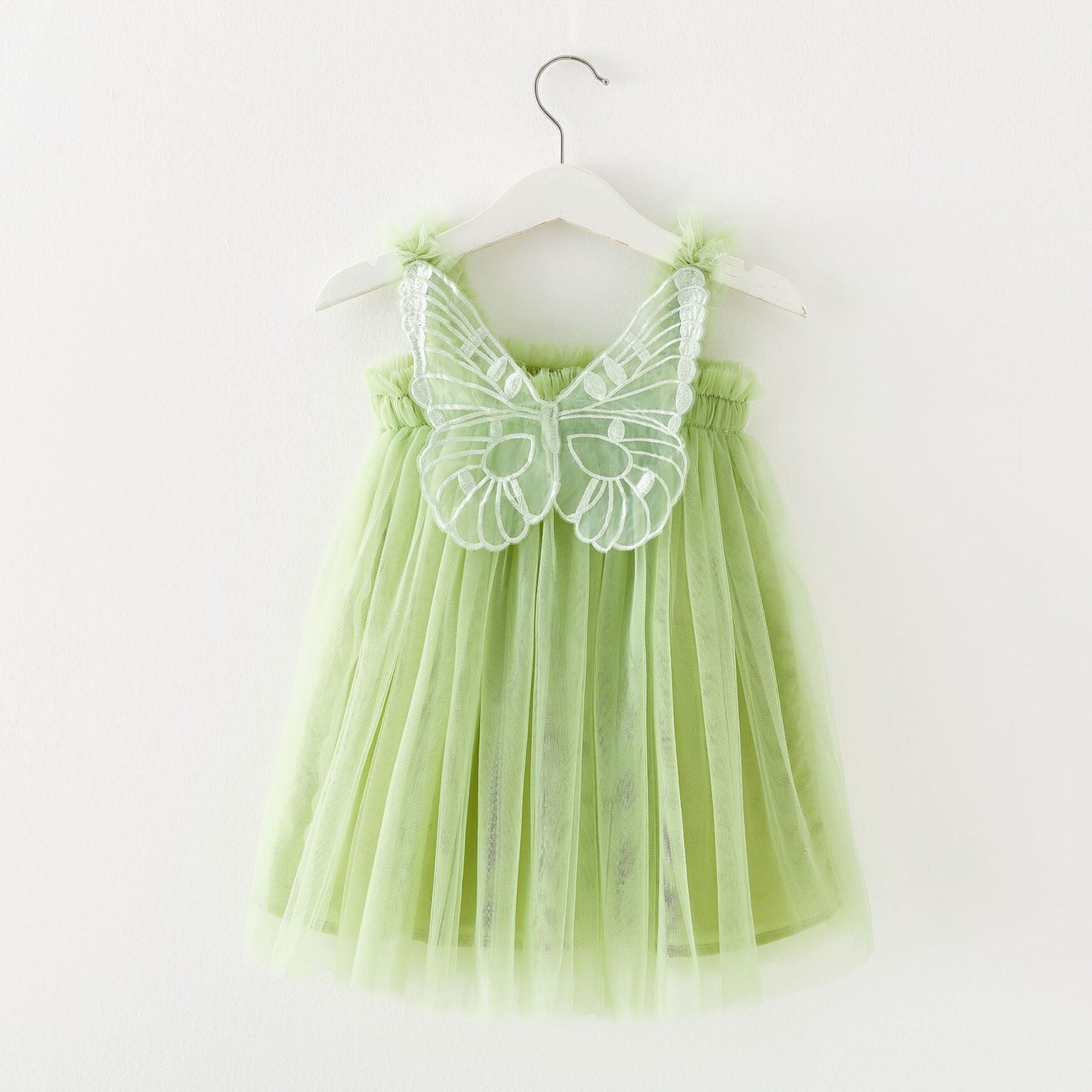 Baby Girl Tulle Dress A-Line Green Sleeveless Butterfly Costume for ...