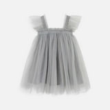 Baby Girl Tulle Dress A-Line Grey Dress Girls Sleeveless Tutu Dress ...
