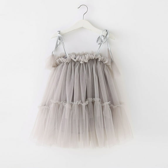Baby Girl Tulle Dress A-Line Grey Dress Sleeveless Fairy Butterfly ...