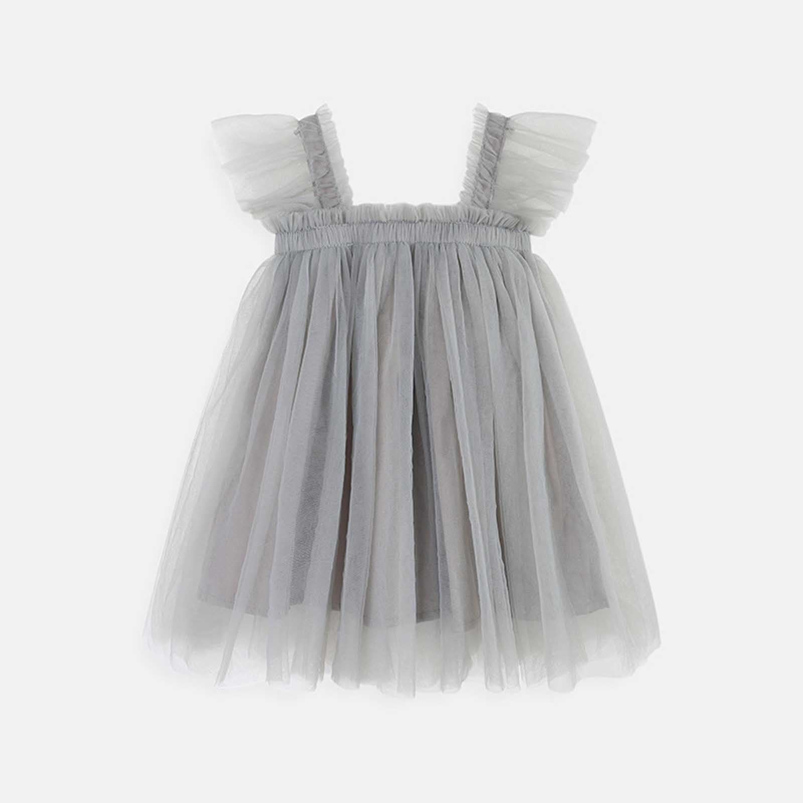 Baby Girl Tulle Dress A-Line Grey Dress for Girls Sleeveless Butterfly ...