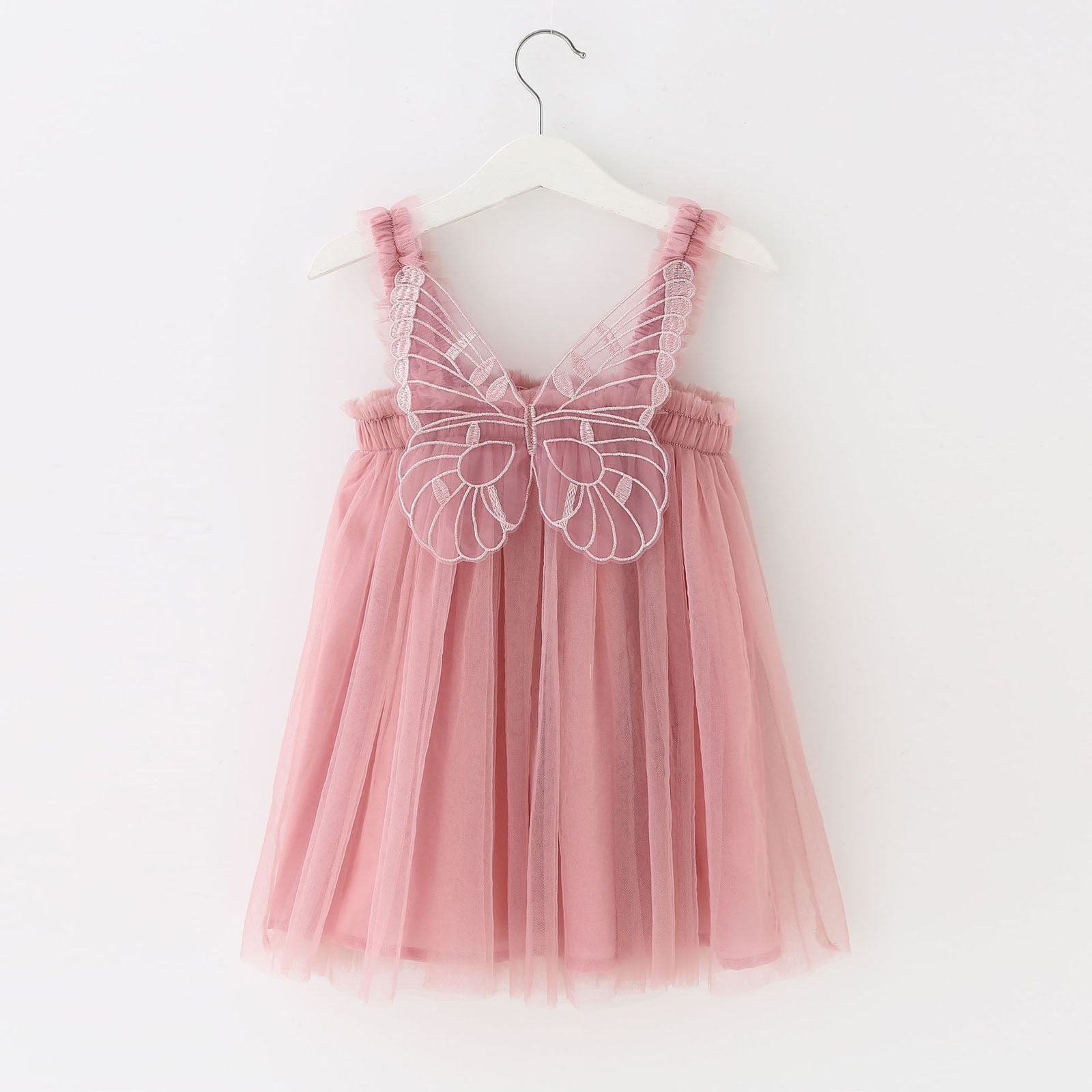 Baby Girl Tulle Dress A-Line Pink Sleeveless Princess Butterfly Dress ...