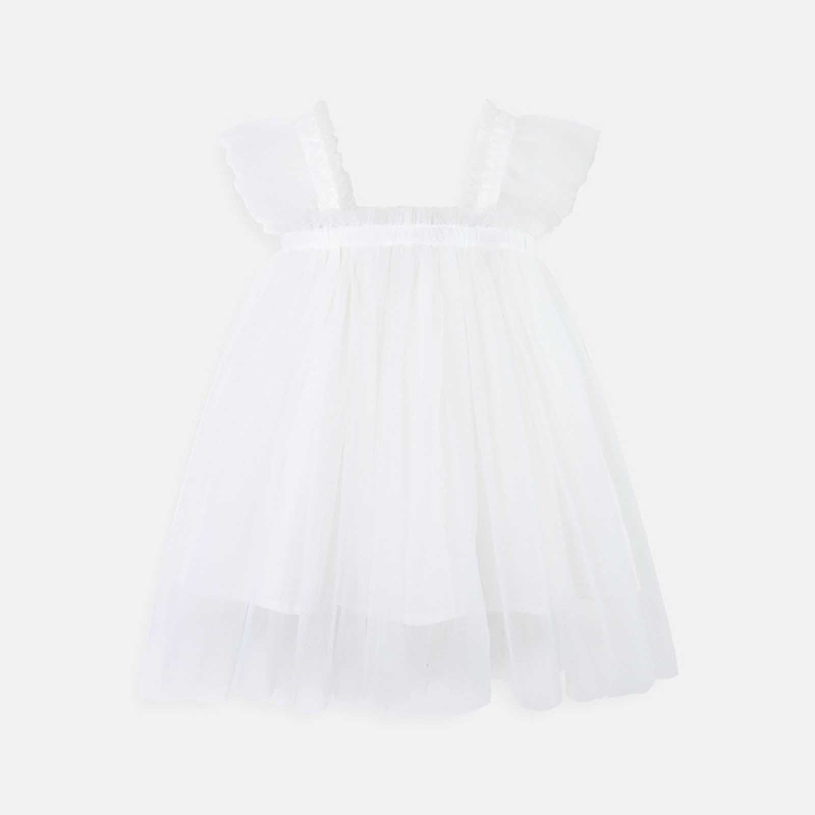Baby Girl Tulle Dress A-Line White Dress for Girls Sleeveless Princess ...